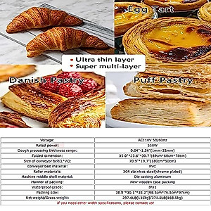 INTSUPERMAI Dough Sheeter Reversible Commercial Dough Roller Machine 70.9"×19.7" Belt Fondant Sheeter Flattener Pastry Pizza Noodle Press Machine Two-way Rollers 110V