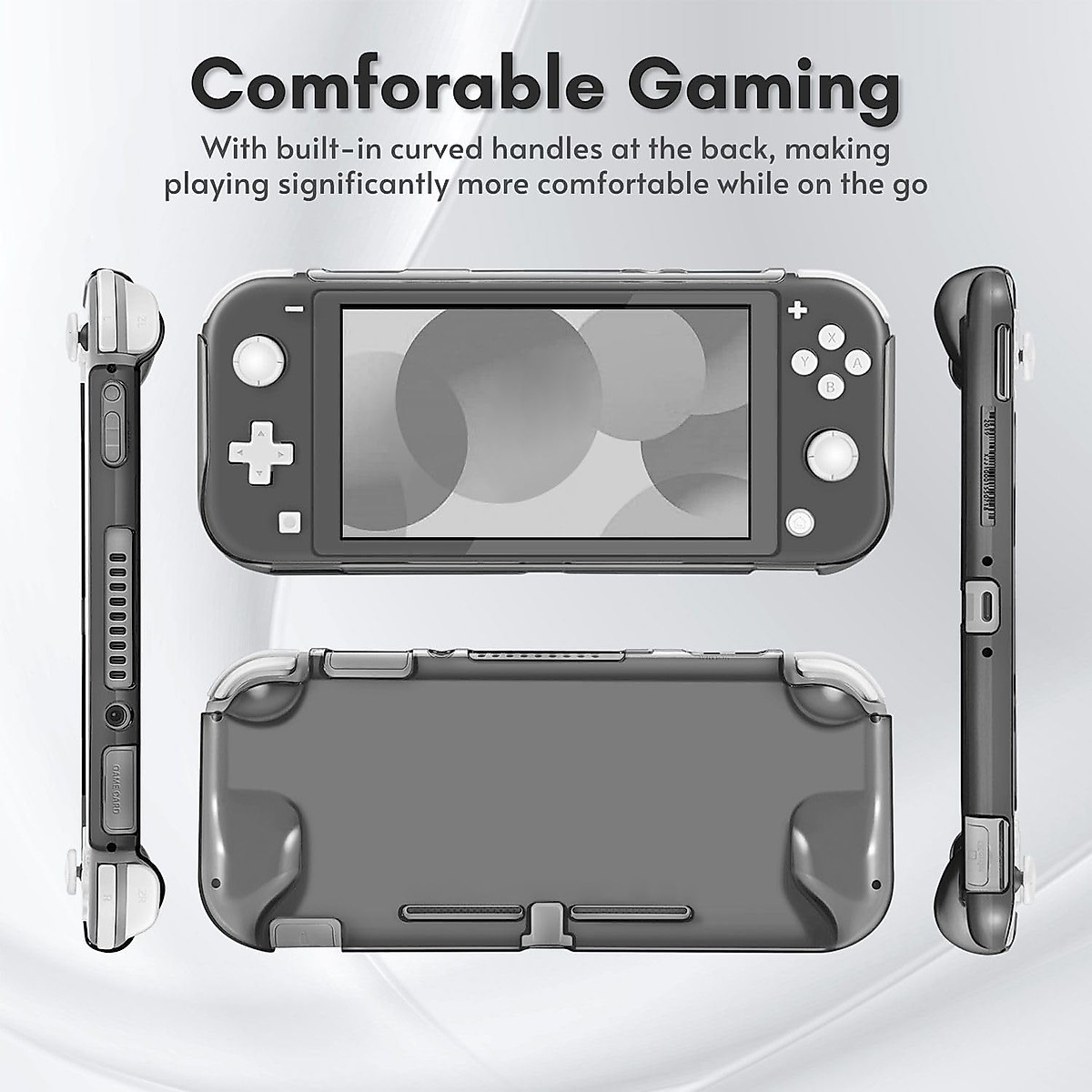TNP Clear Protective Case for Nintendo Switch Lite - Switch Lite Protective Case with Ergonomic Grip - Hard, Lightweight, Slim, Protective Case for Nintendo Switch Lite Hard Case, Shadow Grey