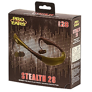 Pro Ears Stealth 28 Ear Buds, Electronic Noise Amplification, 28 dB Hearing Protection, Behind The Head, Hunting & Shooting, Electronic Sound Dampener & Compression Technology, Rechargeable, Green