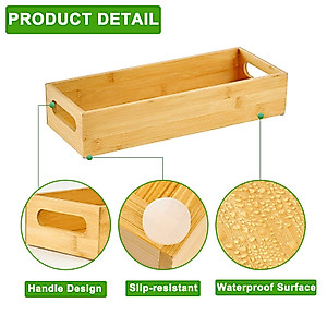 VITVITI Toilet Tray, Bamboo Toilet Paper Storage with Handles, Toilet Paper Tray Holder Organizer Basket for Toilet Tank/Bathroom/Kitchen Counter, Natural,14.9x5.9 Inch