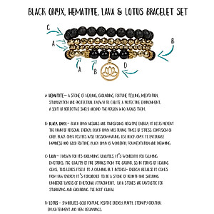 SPUNKYsoul Lotus New Beginnings Bracelet Hematite for healing Stack Bracelet Set Collection