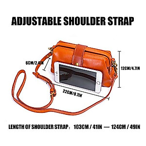 Top-Handle Bags Leather Crossbody Bags for Women Shoulder Bags Handmade Phone Purse Handbags Vintage Small Nice Little Messenger Bag Brown