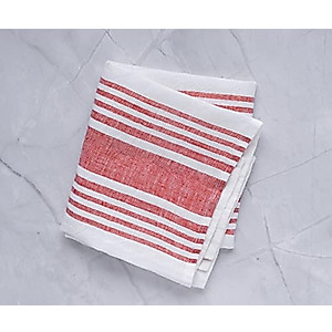 Red Hand Towels, Linen Kitchen Towel, French Tea Towel 100% Pure Linen, Bar Towels, Red Dishtowels, French Towels, Red Striped Dish Towels, Linen Bar Towels, Set of 2 18 X 28, Grain Sack Towels