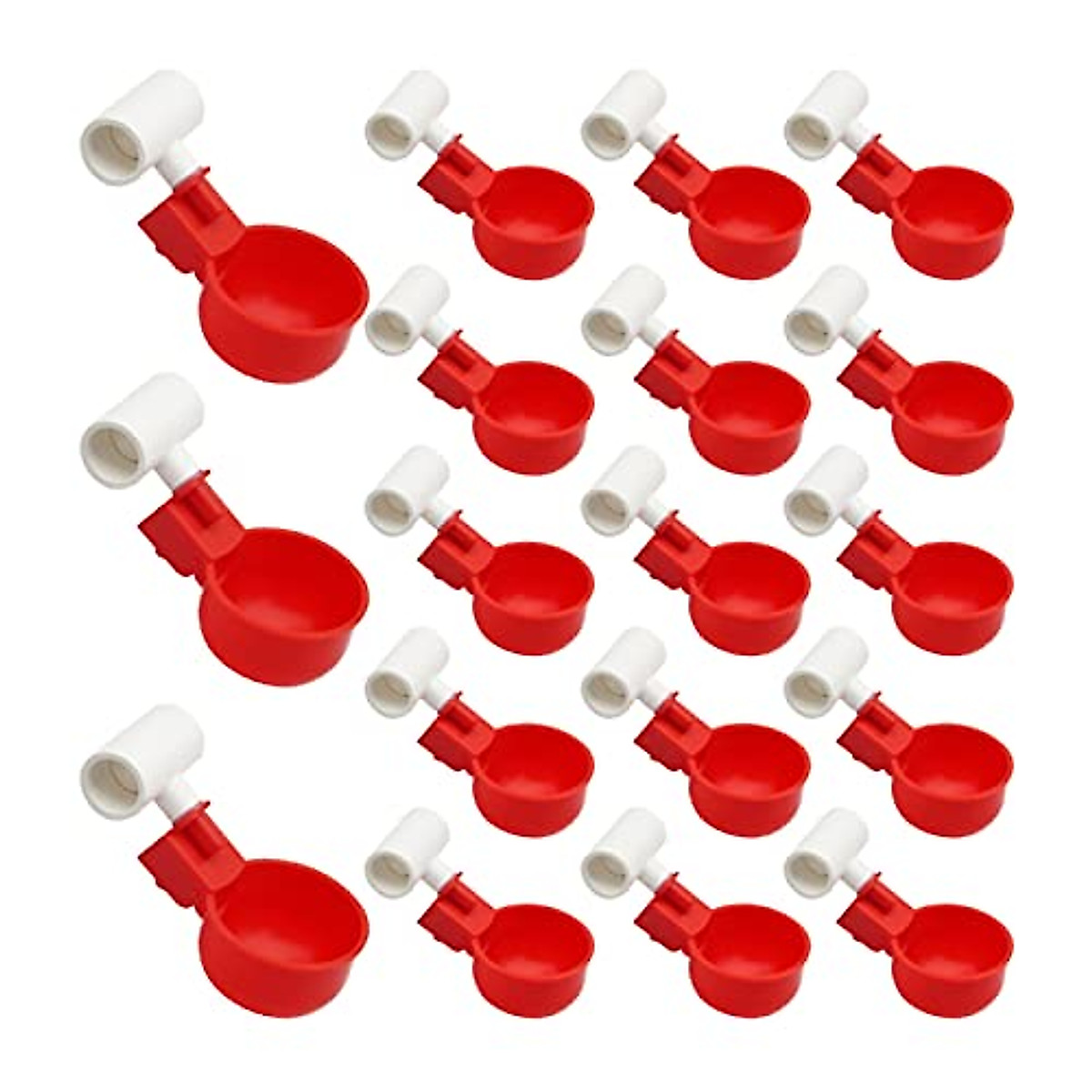 Achicklead Automatic Chicken Water Cups Chicken Water Feeder Poultry Drinking Bowl, for Chicks Duck Quails Pigeons Birds Turkey (18, White Tee Fittings)