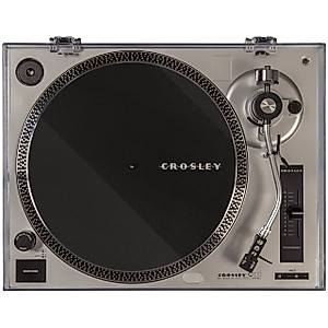 Crosley C100A-SI Belt-Drive Turntable Record Player with Adjustable Counterweight, Silver