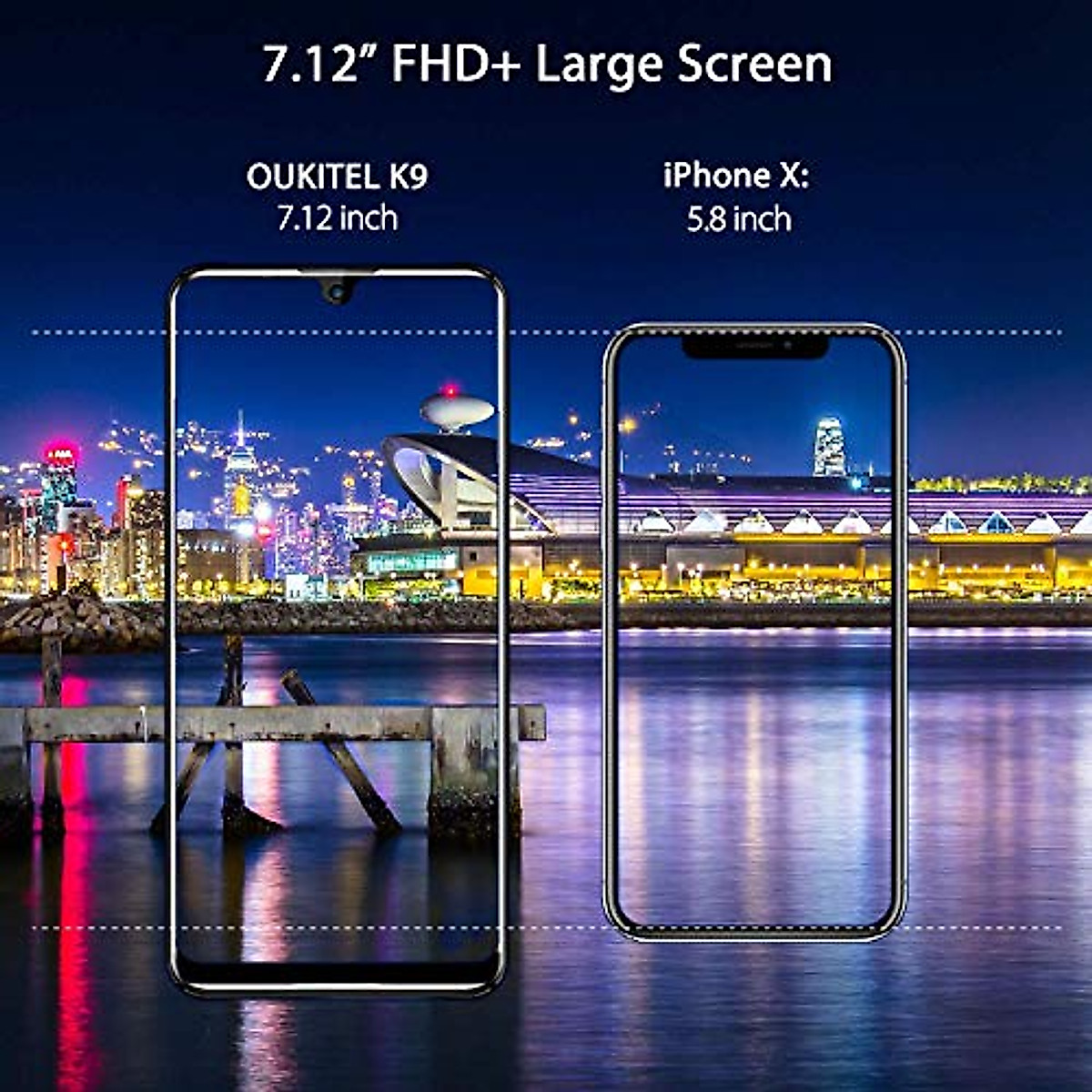 OUKITEL K9 Unlocked Cell Phone,7.12" FHD+ Screen 64GB ROM+4GB RAM Smartphone 16MP+8MP Dual Camera 6000mAh Battery Unlocked Cell Phones,Support OTG