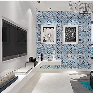 Yija Nordic Style Waterproof Shelf Drawer Liner Self-Adhesive Cabinet Sticker 17.7 Inch by 98 Inch (Porcelain Pattern)