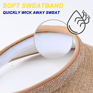 MULIMU 4-Pack Women Wide Brim Sun Visor UV Protection UPF50+ Hat Golf Visor with Clip (Black&White&Khak&Beige)