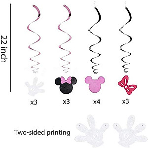 Minnie Swirl Hanging Decorations, 30pcs Ceiling Streamers for Mini Mouse Birthday Party, Cute Mouse Theme Decor Party Supplies Party Favors for Kids