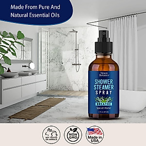Breathe Shower Steamer Spray 2 fl oz - Aromatherapy Mist from Natural Essential Oil Blend - Peppermint, Eucalyptus Shower Steamer Spray - Spa at Home from Fresh Steam Shower Spray - Nexon Botanics