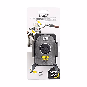 Nite Ize Squeeze Rotating Smartphone Bar Mount, Universal Bike Phone Holder For Bar or Stem, Compatible With MagSafe iPhone 12 Pro Max/Mini/Galaxy/Edge/Google Pixel and more