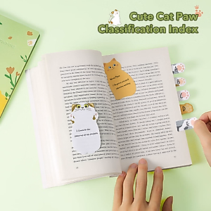 Hommie Cat Sticky Notes Set, Cute Sticky Note Animal Divider Tabs Bundle Writing Memo Pads Page Marker, Sticky Notes Pads for Cat Lovers Kids Office School Supplies Creative Gifts