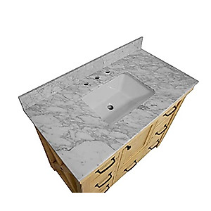 Tuscany 42-inch Bathroom Vanity (Carrara/Driftwood): Includes Driftwood Cabinet with Authentic Italian Carrara Marble Countertop and White Ceramic Sink