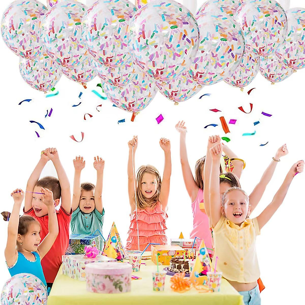 30PCS Party Balloon Birthday Balloons Sprinkles Confetti Balloon Pack - Ice Cream Sprinkle Balloons with Bright Confetti Party Decoration, Wedding, Bridal, Proposal
