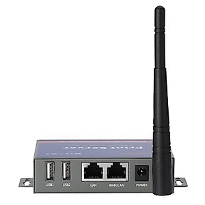 Wireless Print Server (NOT Plug&Play), 2 Port USB Print Server, Computer Networking Print Servers - Convert USB Printer To Wireless WiFi Ethernet Networking - Windows Mac Linux Compliant - CR202