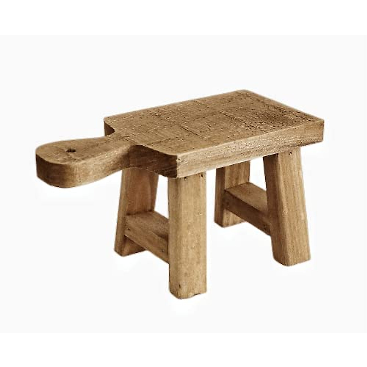 Farmhouse Wood Stool Pedestal Stand - Versatile Decorative Riser for Home and Kitchen, Perfect for Displaying Decorations or as a Candle Stand. Rough Wood Surface with Charm in Natural Brown