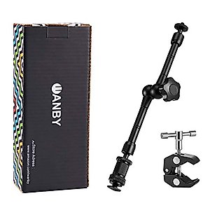 WANBY 11 Inch Articulating Friction Magic Arm & Large Adjustable Super Clamp Pliers Clip with 1/4" and 3/8" Thread for DSLR Camera Rig, LCD Monitor, LED Flash Lights (Arm & Clamp)