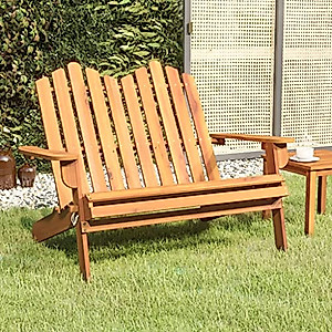MINERWALL Adirondack Patio Bench 49.6" Solid Wood Acacia,Adirondack Patio Bench: All Weather Wooden Bench for Comfortable Outdoor Relaxation Patio Benches, Outdoor Furniture, Outdoor Benches