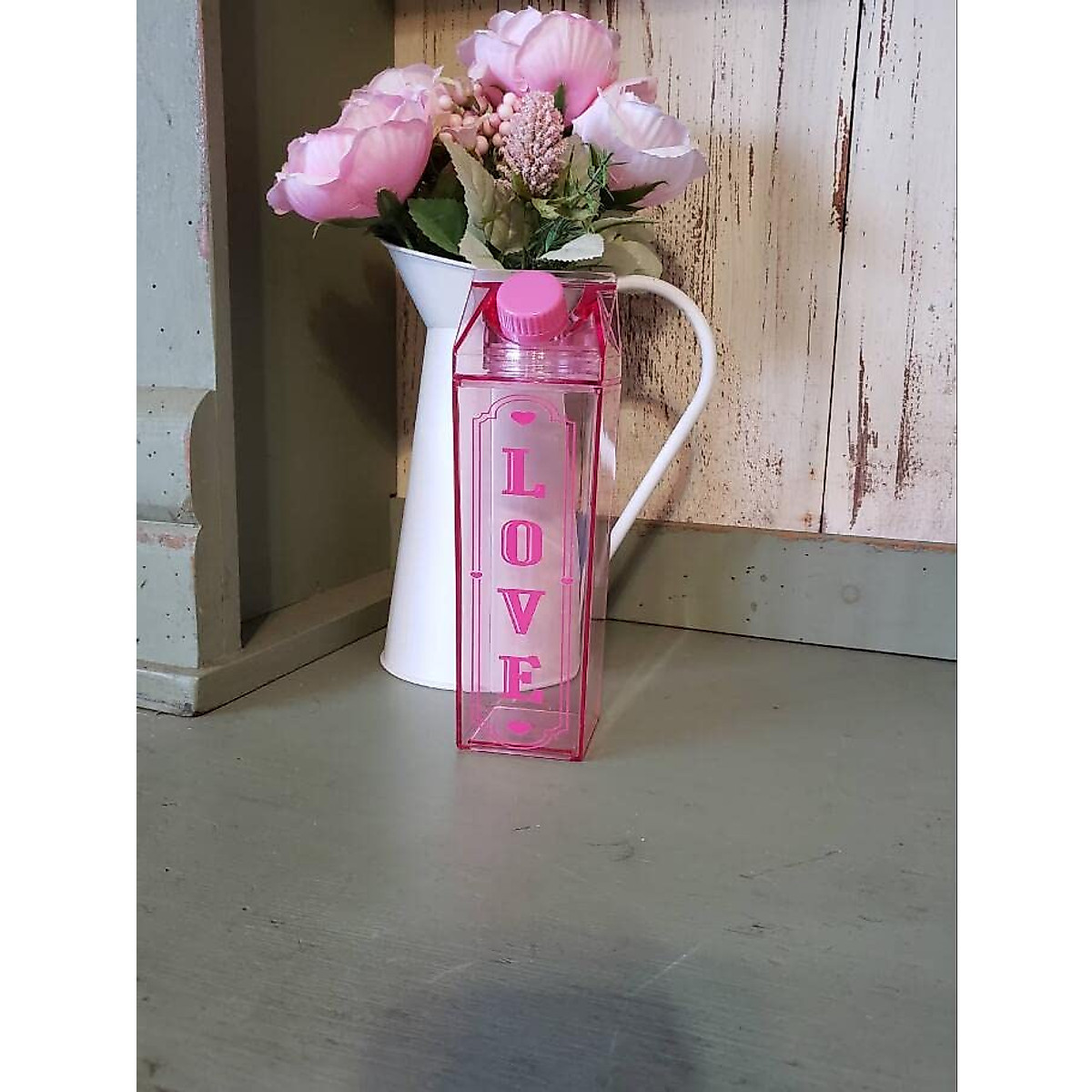 Clear Milk Carton Water Bottle, Aesthetic Water Bottles Square Milk Storing Containers Reusable Water Tumbler Cute Kawaii Water Bottle