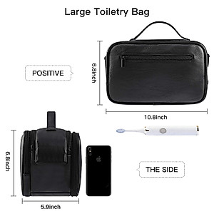 GANIBAGS Toiletry Bag for Men, Travel Organizer Leather Dopp Kit Water-resistant Shaving Bag for Toiletries Accessories… (Black)