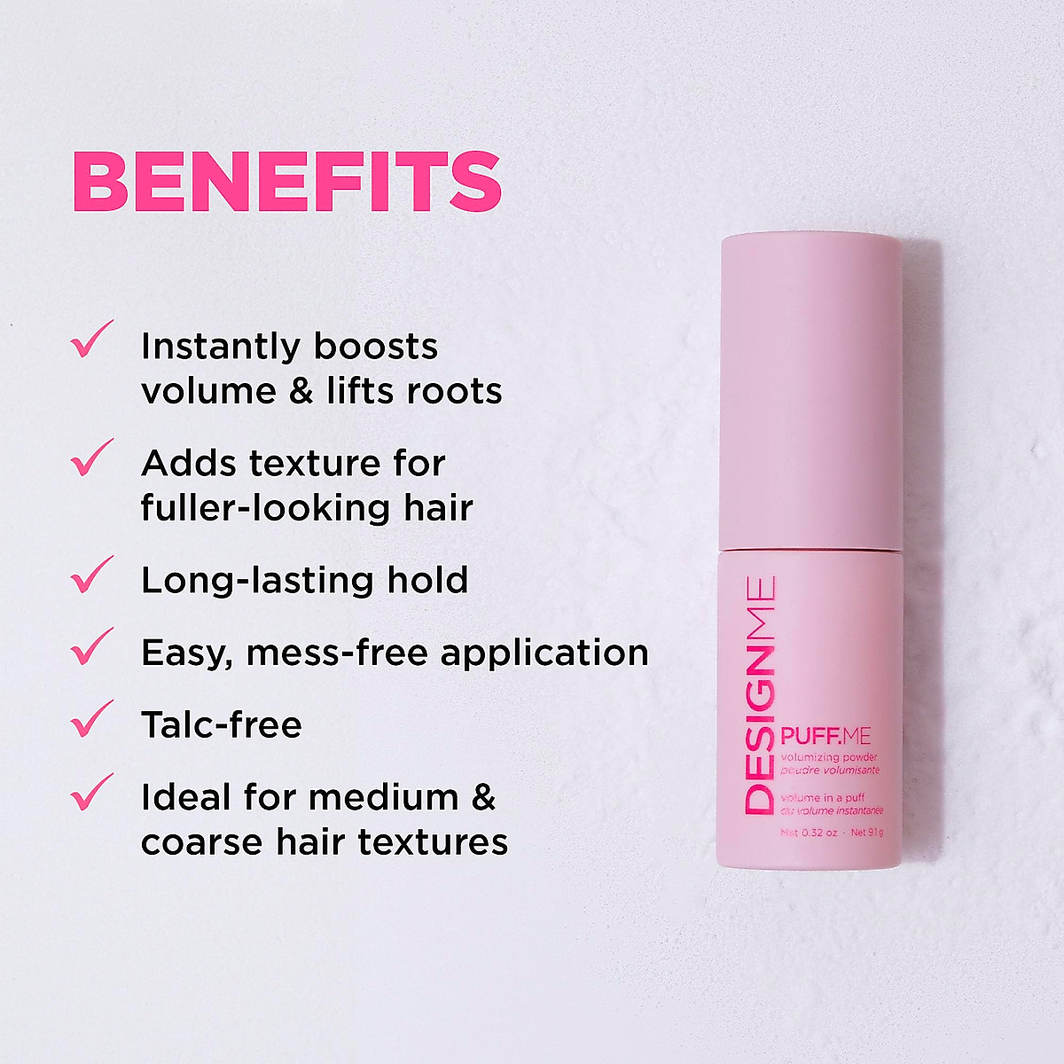 Design.Me PUFF.ME Hair Volumizer Bundle | Volumizing Shampoo, Conditioner, Powder, & Dry Texture Spray for Hair | Sulfate Free Shampoo & Color Conditioner with Styling Powder & Hair Texture Spray