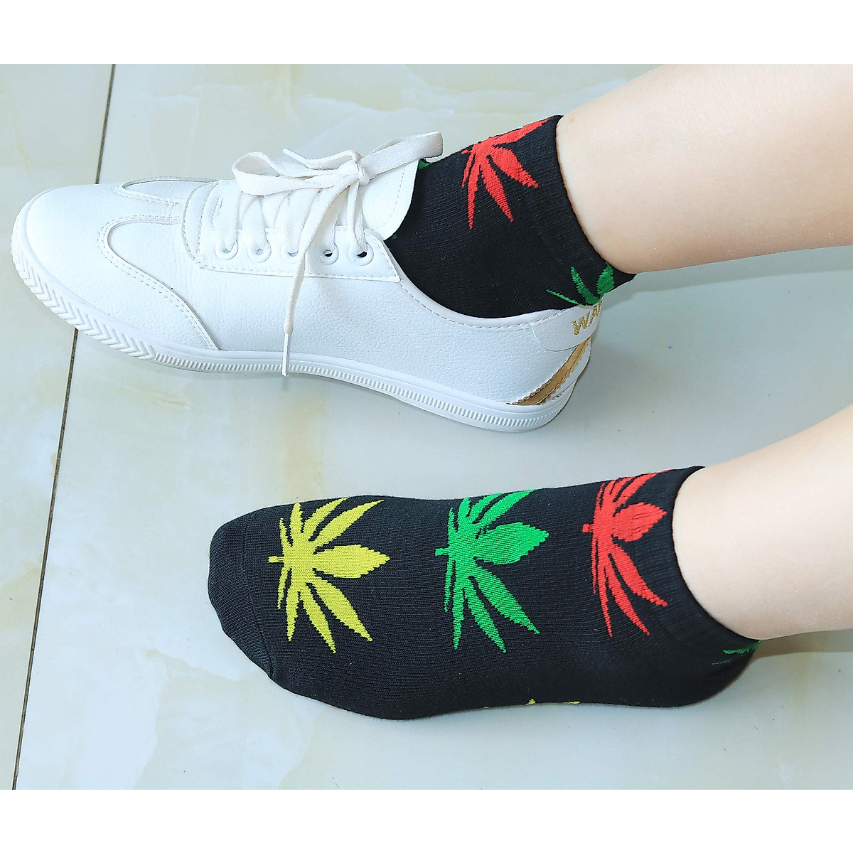 5 Pairs Unisex Marijuana Weed Leaf Boat Warm Cotton Socks US 5-9.5 (M, 4th Match)