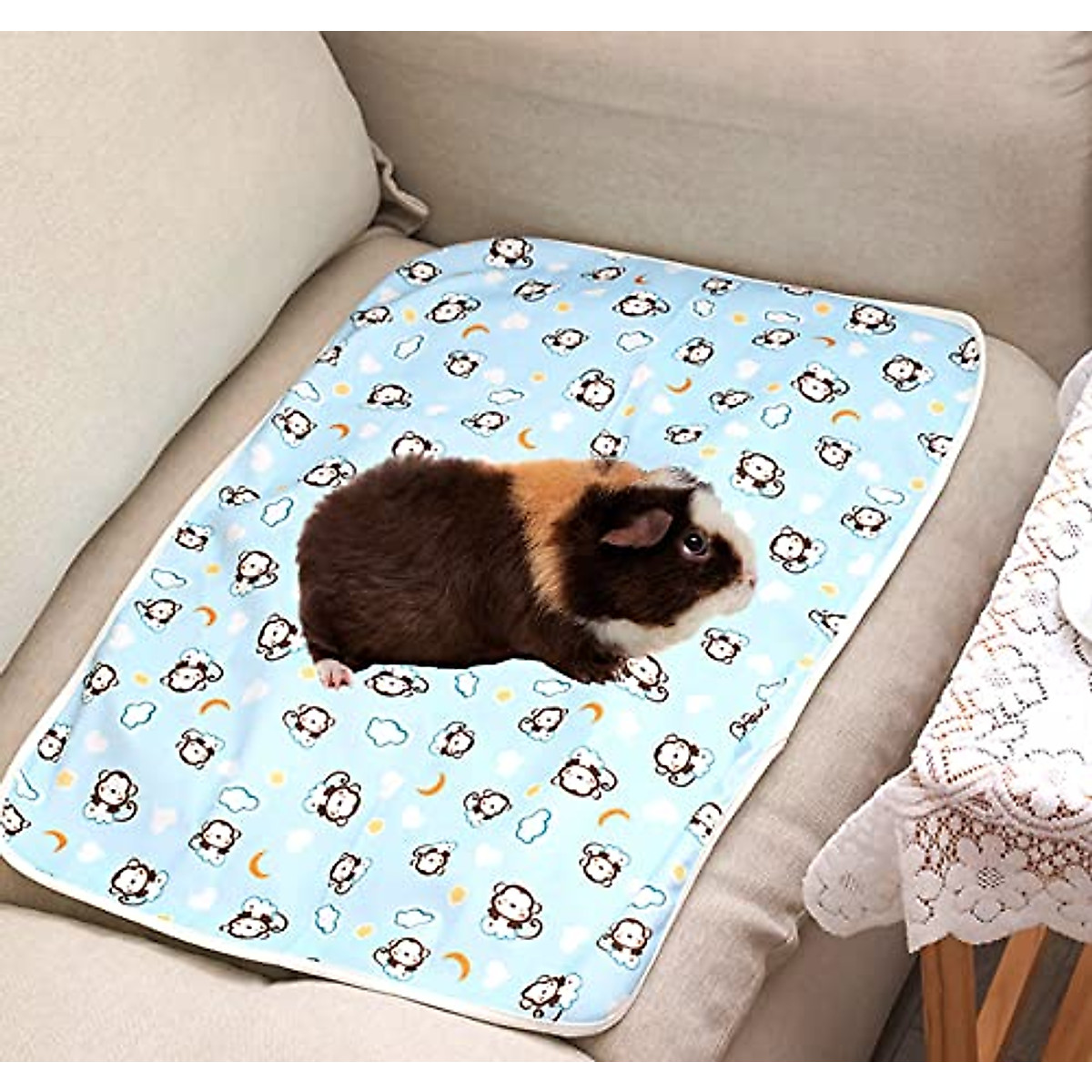 JSLZF Guinea Pig Cage Liner 18”x14”, 3PCS Guinea Pig Pads Washable, Absorbent Waterproof Rat Cage Liner for Chinchillas, Bunnies