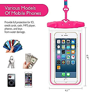 Universal Waterproof Phone Pouch, 4 Pack Waterproof Phone Lanyard Case for iPhone 14 13 12 11 Pro Max XS Plus Samsung Galaxy S22 S21 Note up to 6.8", IPX8 Cellphone Dry Bag Beach for Travel