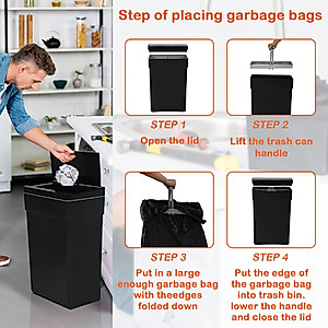 MKDLUFEI 13 Gallon Motion Sensor Trash Can with Lid, Black, Plastic