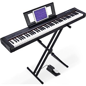 Starfavor 88 Key Digital Piano Beginner Electric Keyboard Full Size with Semi Weighted Keys Dual 30W Speakers SP-10 Bundle include Sustain Pedal, Power Supply, Stand, Piano Stickers
