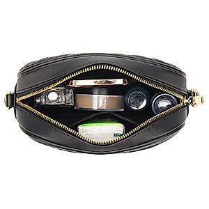 lola mae Quilted Crossbody Bag, Trendy Design Shoulder Purse (Black)