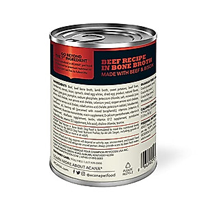 ACANA Premium Chunks Wet Dog Food, Beef Recipe in Bone Broth, 12.8oz (Case of 12)