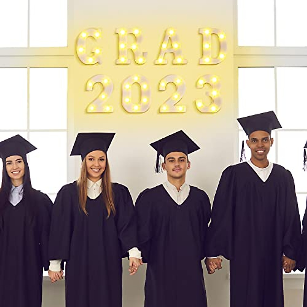 8 LED Marquee Letter Lights Grad 2023 Sign, Grad Light up Letter Numbers for Graduation Party Decorations, 2023 Graduation Decorations Party Supplies (White)