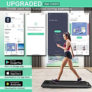 GYMAX Walking Pad, 2 in 1 Free Installation Under Desk Treadmill with Smart App, Remote Control & LED Display, 2.25HP Foldable Portable Compact Running Machine for Small Spaces Home Office (Black)