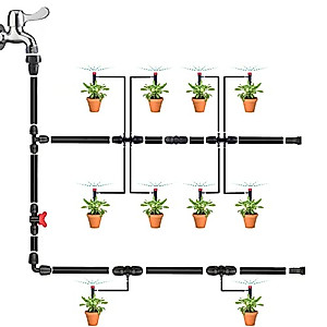 La Farah 50pcs Drip Emitters for 1/4" Drip Irrigation Tubing, Adjustable 360 Degree Water Flow Drippers on 5" Arrow Stake, Garden Irrigation Drippers for (4-7mm) Watering System