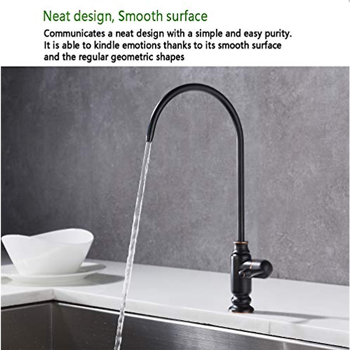 Kmeino (Oil Rubbed Bronze) Water Drinking Faucet 100% Lead-Free Water Filter Faucet Fits Most RO Units or Water Filtration System Stainless Steel Body Sink Water Filtration Faucet Mini Tube