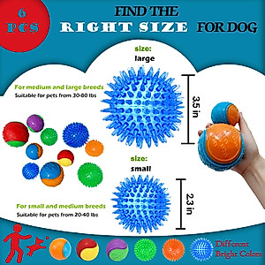 Cdyzqikm 2.3” Squeaky Dog Toy Ball Pack High Bouncy Ball for Interactive Playing Spikys Pet Balls for Teeth Cleaning Durable Tough Chew Toys for Small & Medium Dogs Fetch Training Teething Balls 6Pcs