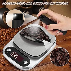 FWUNYVN 4Pcs Coffee Bean Dosing Cup, Spray Bottle, Spoon and Stirrer Tool Set, Coffee Bar Accessories Ceramic Espresso Dosing Funnel Spray Bottle for Reducing Coffee Static, Coffee Lover Gift (Black)