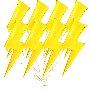 8 Pieces 36 Inch Yellow Lightning Bolt Balloons Large Flash Foil Party Balloons Foil Balloons for Birthday Party, Wedding, Baby Shower Decorations
