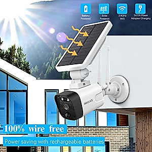 OOSSXX {100% Wire-Free Wireless Solar Cameras} 2-Way Audio, PIR Detection 2-Antennas Enhance Outdoor Wireless Security Camera System WiFi Battery Video Surveillance System