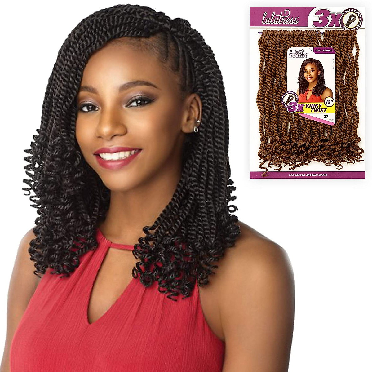 Sensationnel Lulutress Synthetic Crochet Braid - 3X KINKY TWIST 12" (SM1B/BG)