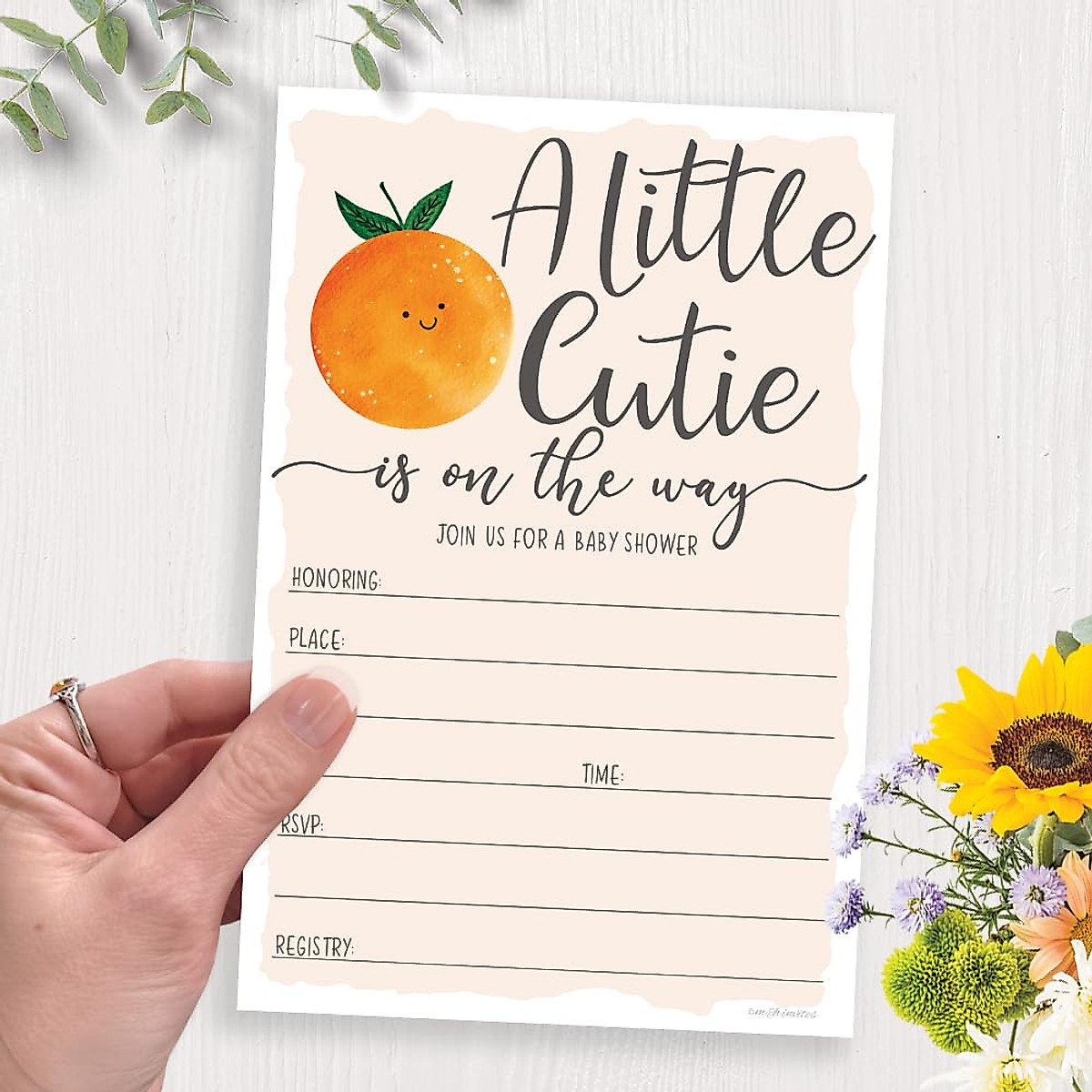 Little Cutie Baby Shower Invitations (20 Count) With Envelopes - Gender Neutral or Girl Baby Shower