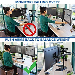 Mount-It! Triple Monitor Stand - Freestanding Computer Desk Mount Fits Up to 27 Inch Monitors, VESA 75, 100 Compatible