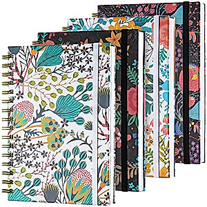 Spiral Notebook, 4 Pack A5 Lined Journal for Women, Hardcover Spiral Journal with 2 Pockets, College Ruled Notebooks, Cute Notebook for Office, School Supplies, Gifts (160 Pages, 6.3" x 8.46")