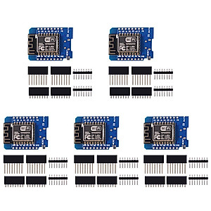 ACEIRMC 5pcs ESP8266 ESP-12 ESP-12F NodeMcu Mini D1 Module WeMos Lua 4M Bytes WLAN WiFi Internet Development Board Base on ESP8266 ESP-12F for Arduino,Compatible with WeMos D1 Mini