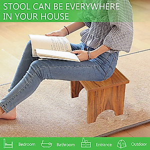 Wooden Step Stools Portable Bedside Bathroom Kitchen Foot Step Stool for Adults Kids Seniors Easy Assemble with Safety Non-Slip Pads (Brown Oak)