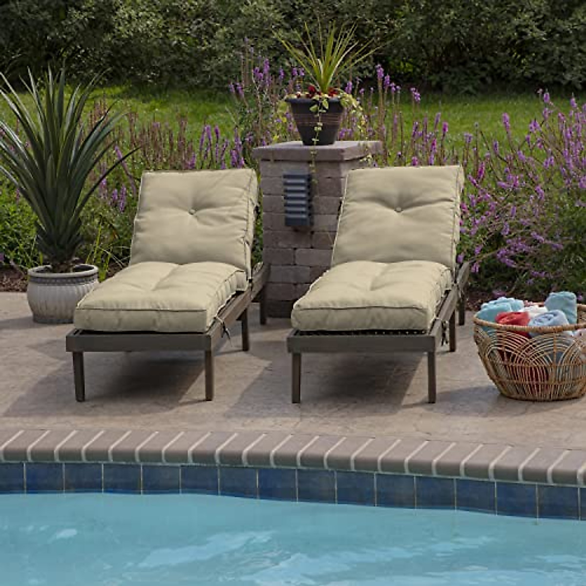 Arden Selections PolyFill Outdoor Chaise Lounge Cushion 76 x 22, Tan Leala