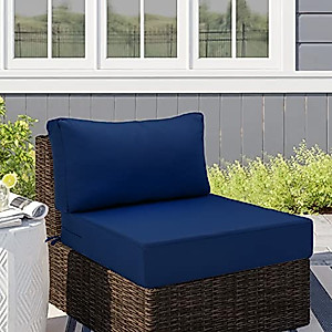 idee-home Deep Seat Patio Cushions, Outdoor Cushions Replacement Cushions Back Cushion, Outdoor Hampton Bay Patio Cushions for Backyard Couch Sofa, 2pcs Set, Seat: 26.5 x 26.5 Back: 26.5 x 13.2