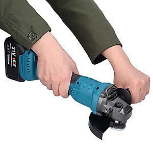 Cordless Angle Grinder, Weytoll 21V Brushless Cordless Grinder, Electric Grinding Wheels, Lithium Cutter Utility Power Tool 125mm M14 Angle Grinder With wrench, Assist Grip Handle and Baffle