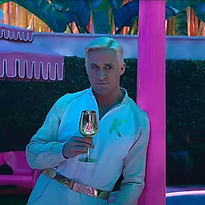 Dragon Glassware x Barbie Wine Glasses, Dreamhouse Collection, As Seen in Barbie The Movie, Gold with Pink Crystal Glass, 17.5 oz Capacity, Set of 2